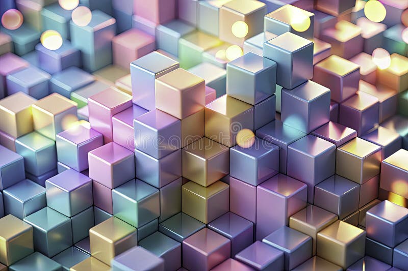 Stunning 3D Pastel Block Wallpaper with Multicolored Bokeh Effect a ...