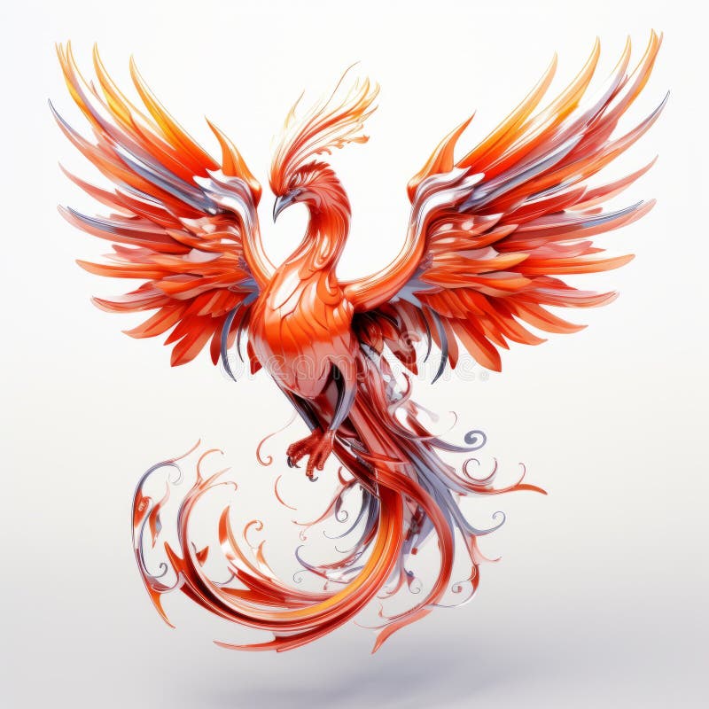 Striking 3d Phoenix Portrait in Cel Shading Style on White Background ...