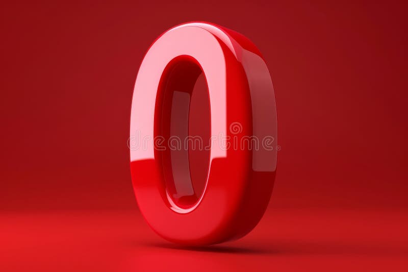 Stunning 3D Red Number Zero on a Bright Red Background in a Creative ...