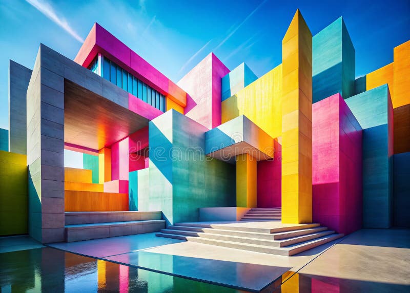 Stunning 3D Render of Abstract Geometric Concrete Architecture ...