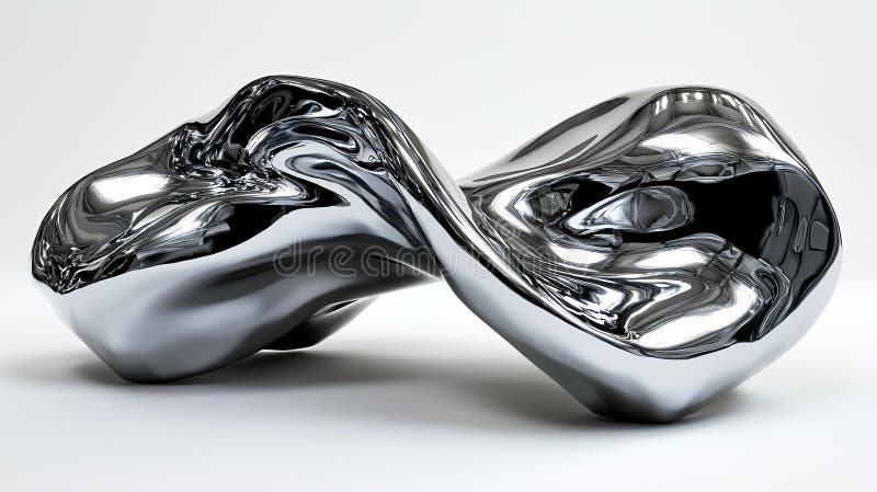 Stunning 3D Render of an Abstract Silver Shape Stock Illustration ...