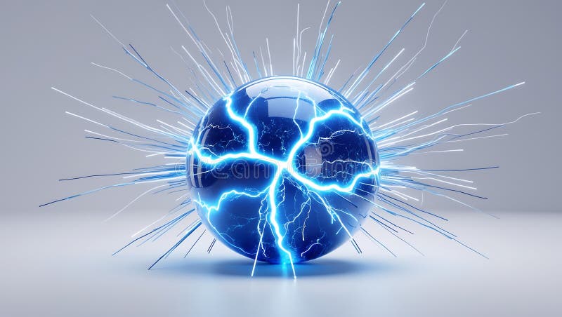 Electric Blue Sphere: a 3D Render of Energy and Power Stock ...