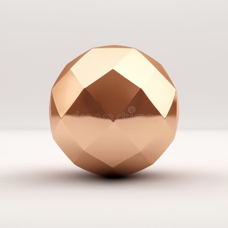 Abstract Copper Geometric Sphere 3D Render Shiny Gold Low Poly ...