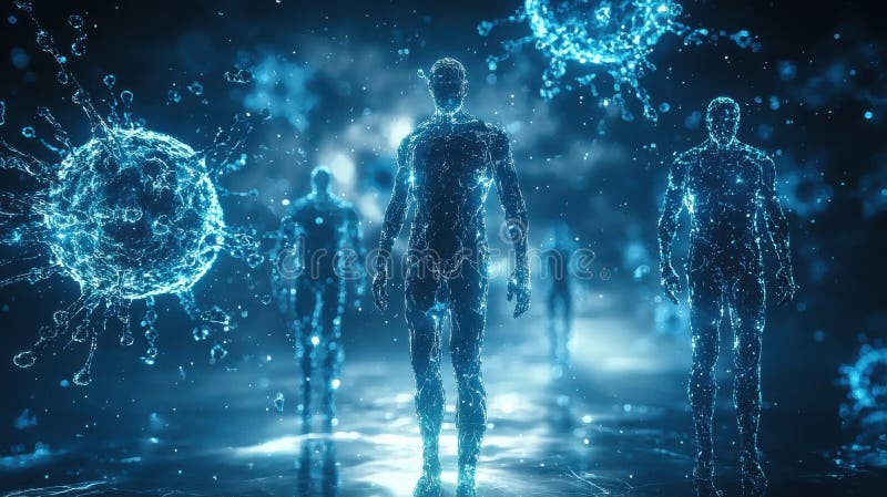 Digital Humans & Virus: Sci-Fi Concept Art Stock Illustration ...