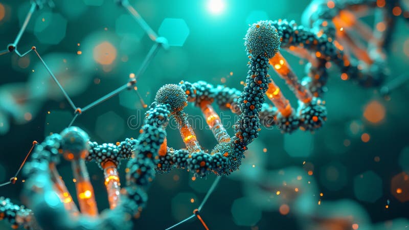 Stunning 3D Render of DNA Double Helix, Teal and Good Resolution Stock ...