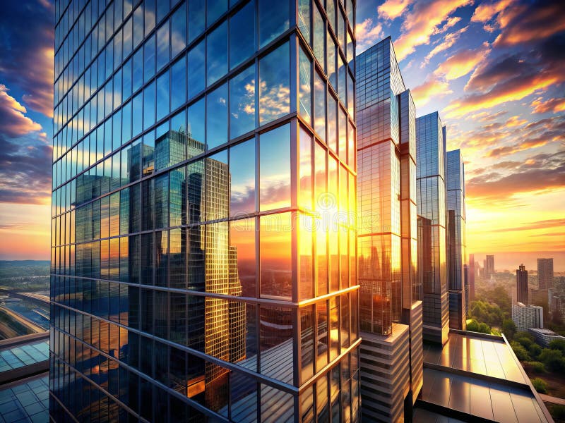 Stunning 3D Render EyeLevel Morning Cityscape Featuring a Modern Glass ...