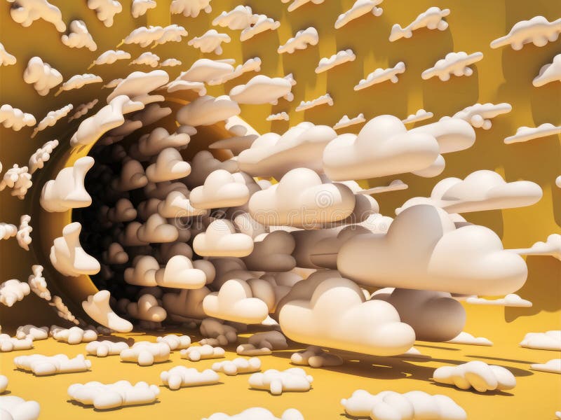 Stunning 3D Render Featuring an Abstract Tunnel of Floating Clouds ...