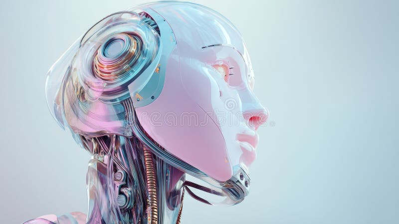 Stunning 3d Render of a Female Robot Head in Profile with Translucent ...