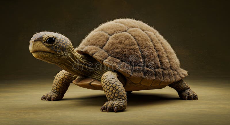 A Fluffy Tortoise: 3D Render of a Unique and Adorable Creature with a ...