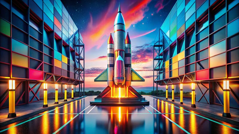A Stunning 3D Render of a Futuristic Rocket Launchpad Architectural Visualization of a Space ...