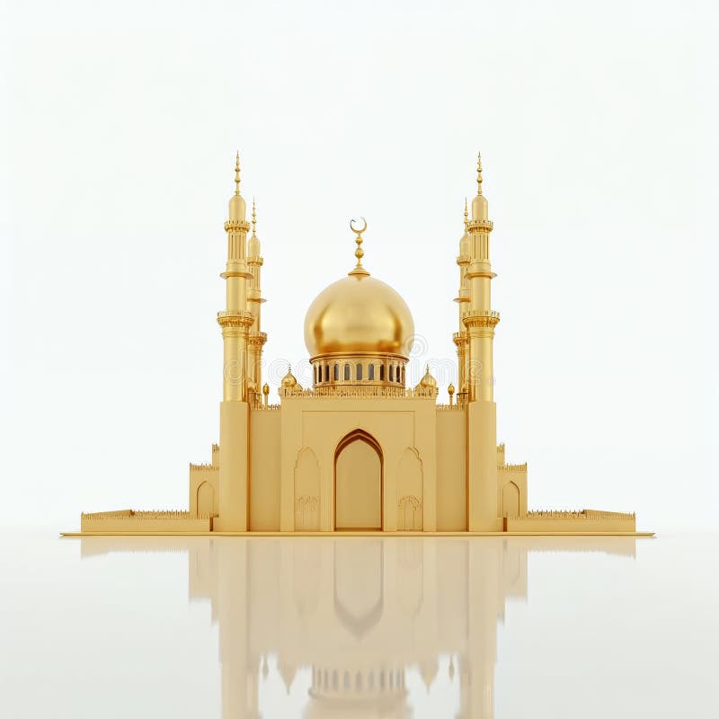 Golden Mosque 3D Render: Architectural Marvel of Islamic Design Stock ...