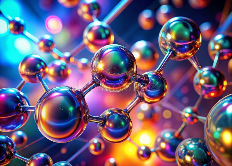 Stunning 3D Render Iridescent Molecules Dance in a Futuristic ...