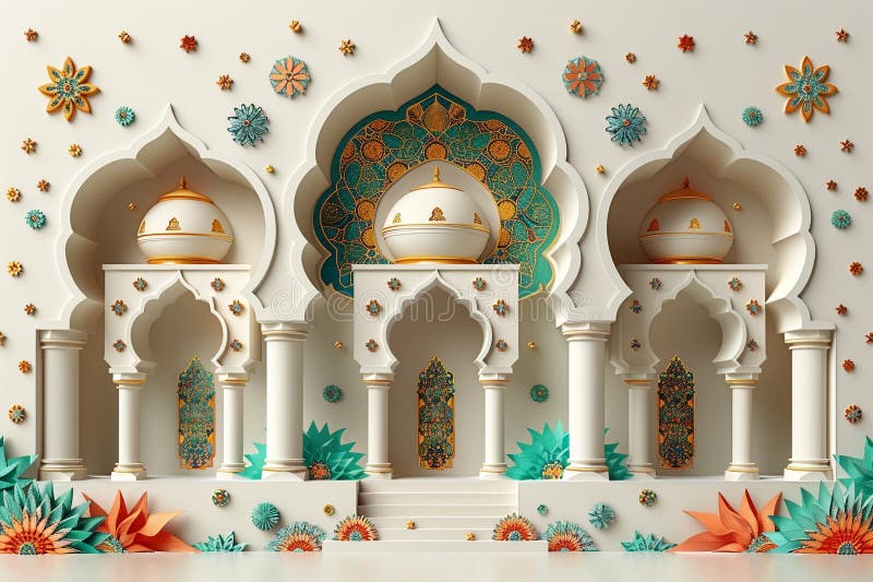 Elegant Islamic Architectural Design with Decorative Floral Motifs ...