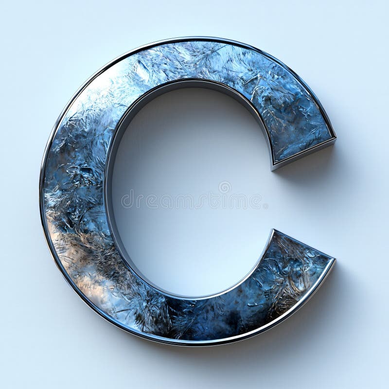 Frozen Metal Letter C 3D Render Ice Texture Alphabet AI Generated ...