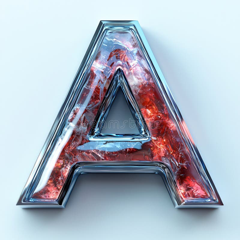 Chrome Letter a Red Crystal 3D Render Alphabet Graphic Design AI ...