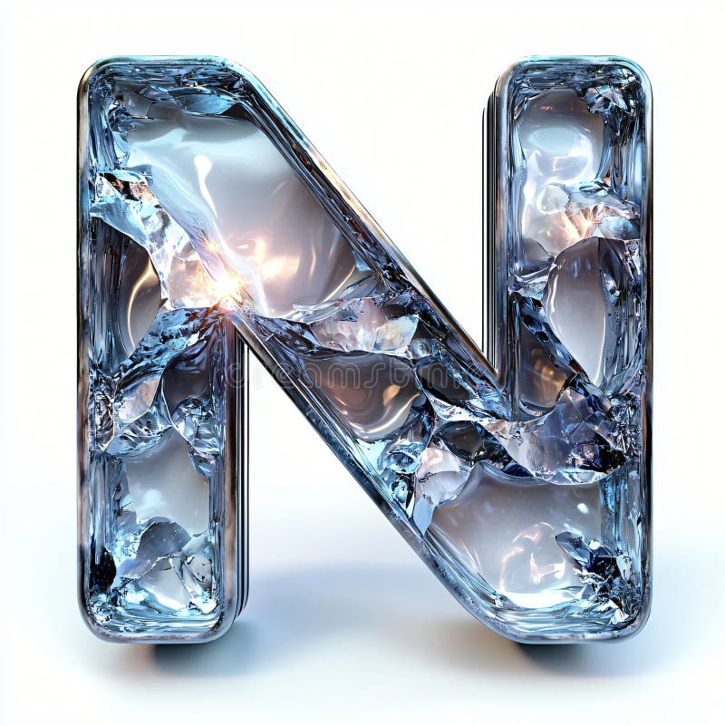 Frozen Ice Letter N 3D Render Crystal Alphabet Cool AI Generated. Stock ...