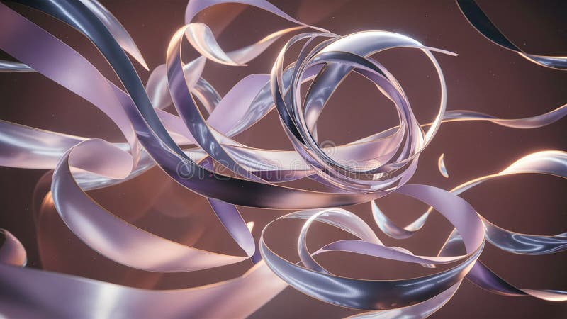A Stunning 3D Render of Metallic Ribbons Floating Gracefully in a Zero ...