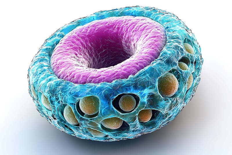 Stunning 3D Render of a Microscopic Cell Structure. Vibrant Turquoise ...