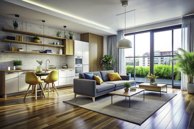 Stunning 3D Render of a Modern Studio Apartment Perfect for Interior Design Visualization Home ...