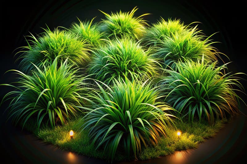 Stunning 3D Render of Mondo Grass Field at Night Architectural ...