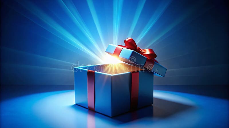 A Stunning 3D Render of an Open Gift Box Illuminated by a Radiant Light ...