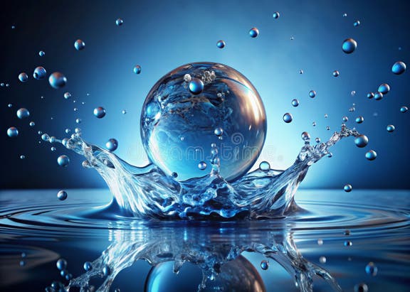 Stunning 3D Render of a Perfectly Spherical Water Splash Liquid Orb ...