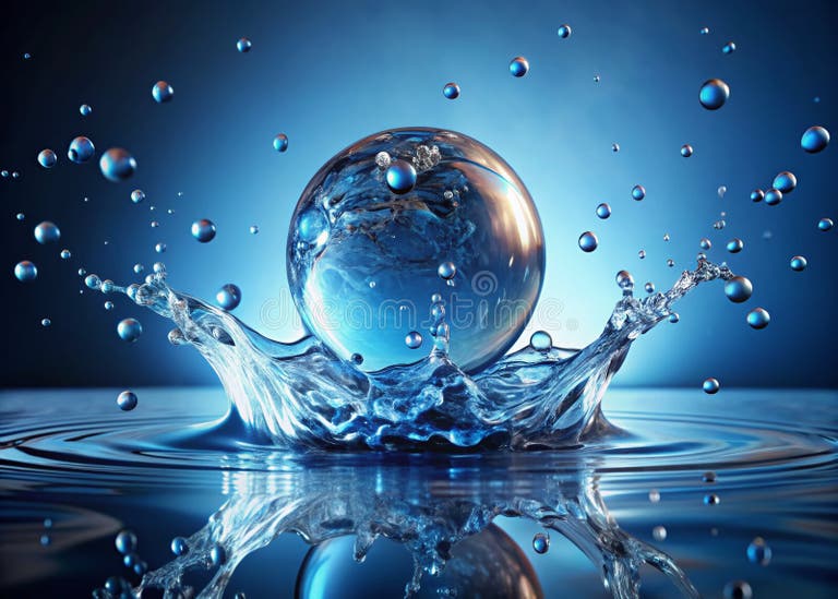 Stunning 3D Render of a Perfectly Spherical Water Splash Liquid Orb ...