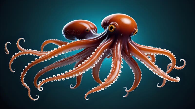 A Stunning 3D Render of a Red Octopus Stock Illustration - Illustration ...