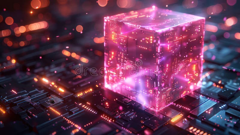 Cubical Abstraction: 3D Render of a Geometric Cube Stock Illustration ...