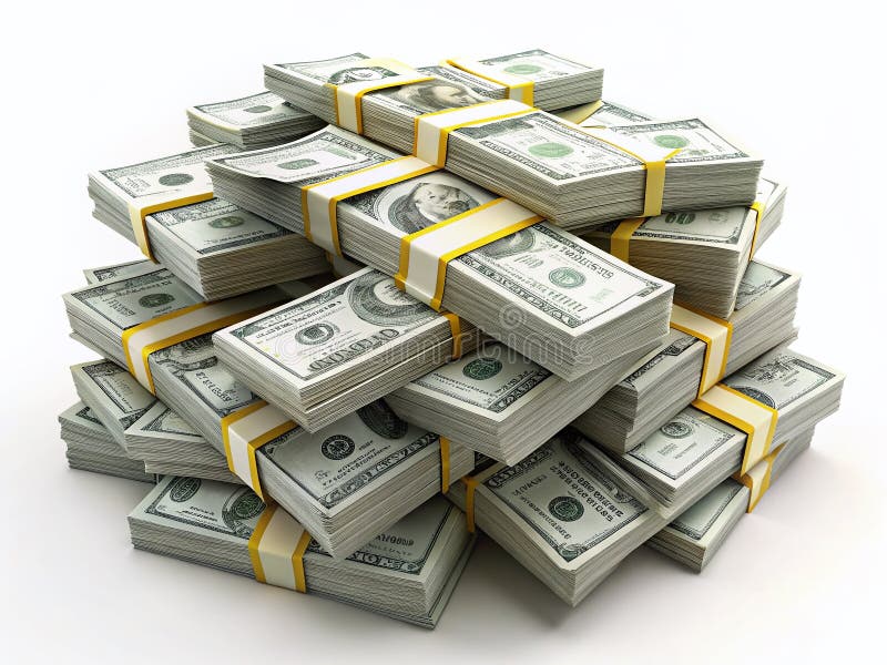 Massive 900000 USD Cash Stack 3D Rendered Realistic Representation of a ...