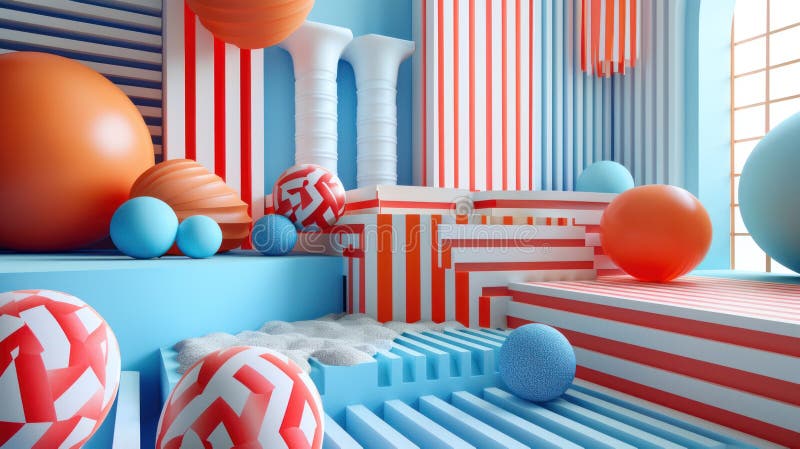 Geometric Compositions Set in 3D Render Stock Illustration ...