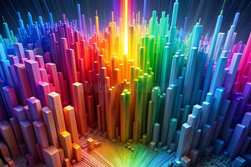 3D Render of Abstract Multicolor Spectrum Stock Illustration ...
