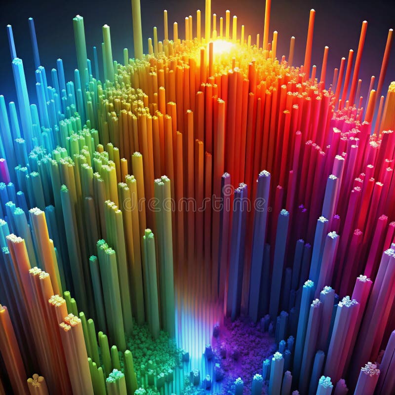 3D Render of Abstract Multicolor Spectrum Stock Illustration ...