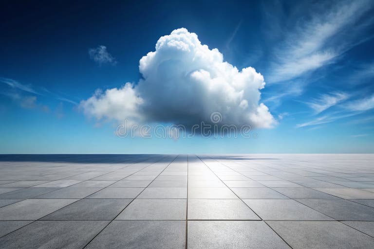 Stunning 3D Render White Clouds Azure Sky and Stone Flooring ...