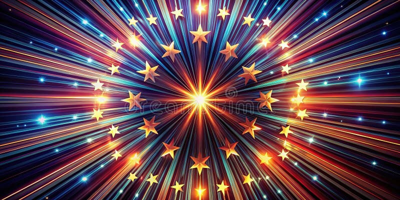 Stunning 3D Rendered Abstract Background Featuring Radial Stripes Stars ...