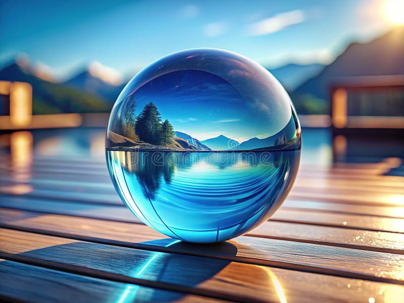Stunning 3D Rendered Blue Transparent Glass Sphere a Captivating ...