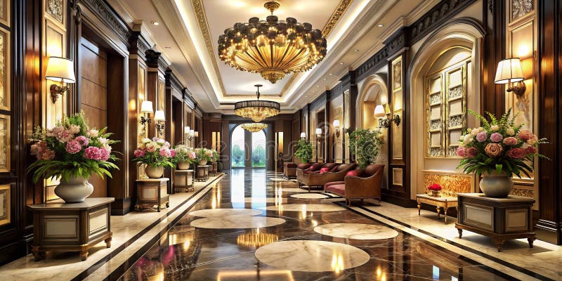 Stunning 3D Rendered Luxury Hotel Lobby Corridor a Grand Architectural ...