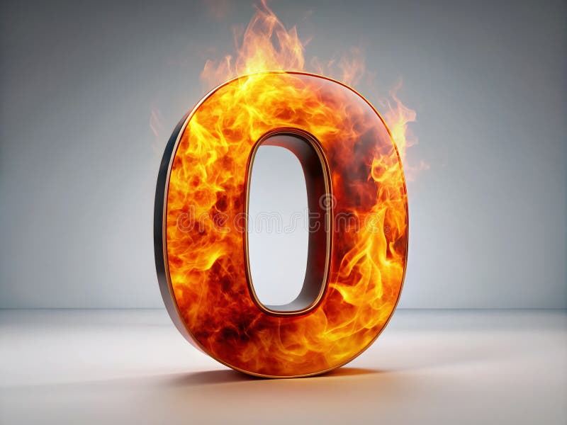 Stunning 3D Rendered Number Zero with Realistic Fire Effects and Soft ...