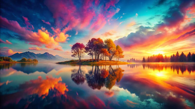 Stunning 3D Rendered Panoramic Wallpaper Featuring Reflective Water ...