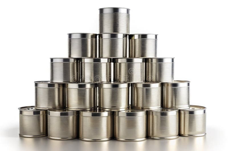 A Stunning 3D Rendered Pyramid of Stacked Tin Cans Realistic Detail ...