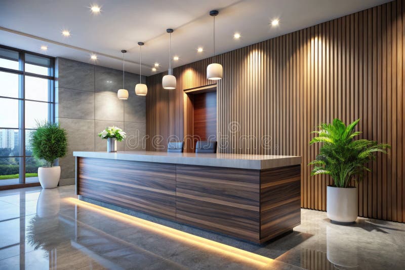 Stunning 3D Rendered Reception Desk Modern Architectural Visualization ...