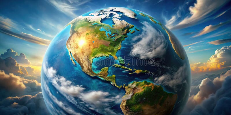 A Stunning 3D Rendered Rotating Earth Globe Detailed Topography ...