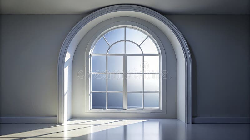 Stunning 3D Rendered SemiCircular White Window Frame a Realistic ...