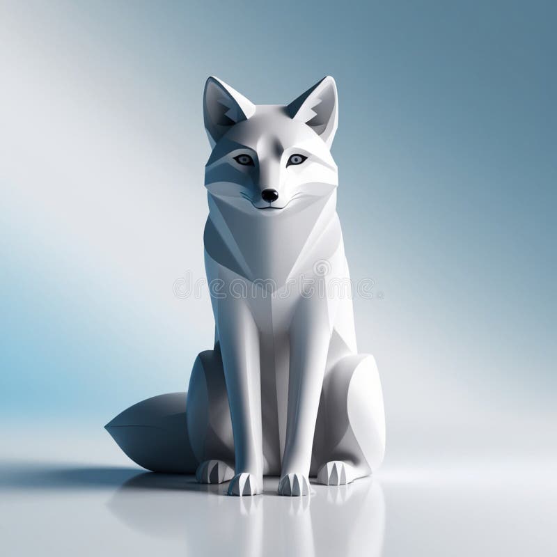 Geometric Arctic Fox - a Minimalist 3D-Rendered Marvel Stock ...