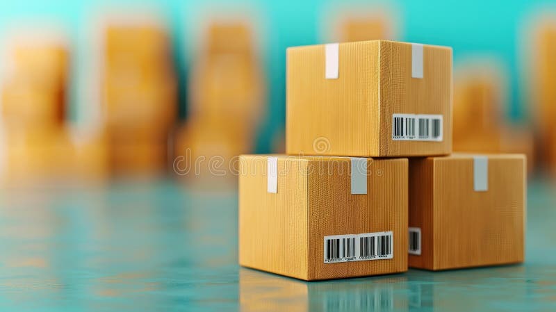 Stunning 3D Rendering of Cartons with Barcodes, Perfect for Showcasing ...