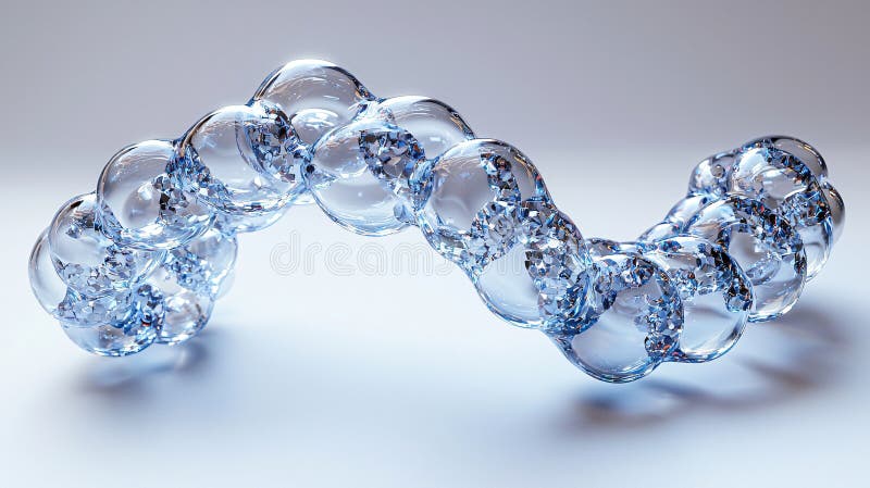 Abstract Water Bubbles Chain Liquid Flow 3D Render Blue Crystal Clear ...