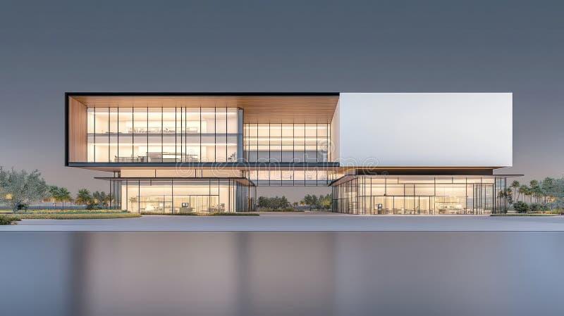 Contemporary Office Building: 3D Rendering of Modern Architecture Stock ...
