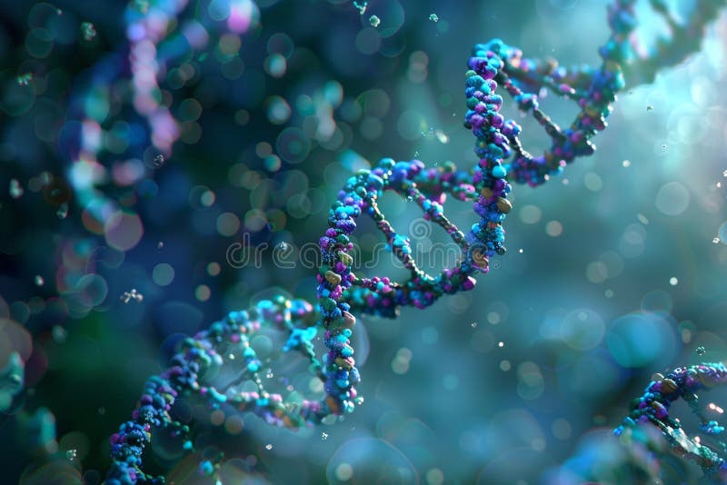 Stunning 3D Rendering of a DNA Double Helix Molecule Vibrant Colors ...