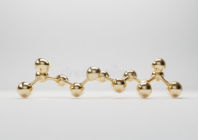 Elegant Golden Molecular Structure Abstract 3D Render Science ...
