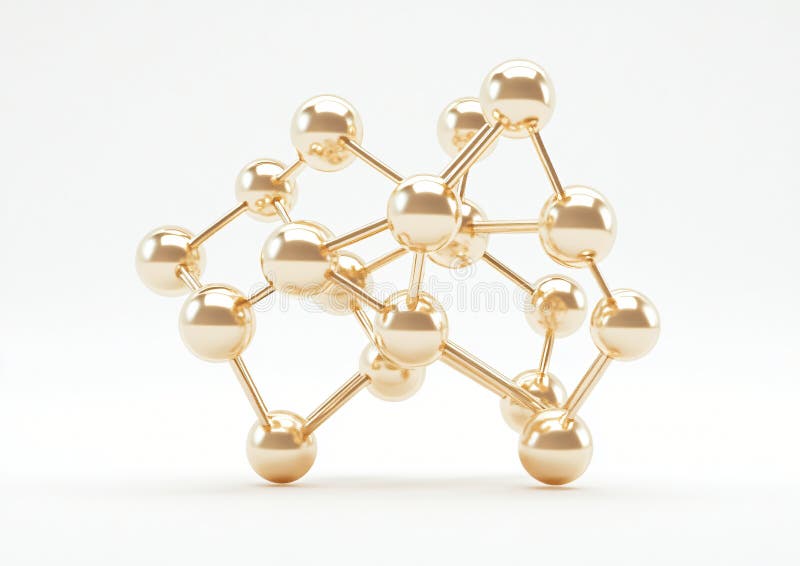 Golden Molecular Structure Abstract 3D Network Science Connection AI ...